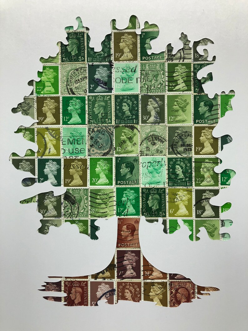 Royal Oak Vintage Postage Stamp Art A Single Oak Tree - Etsy