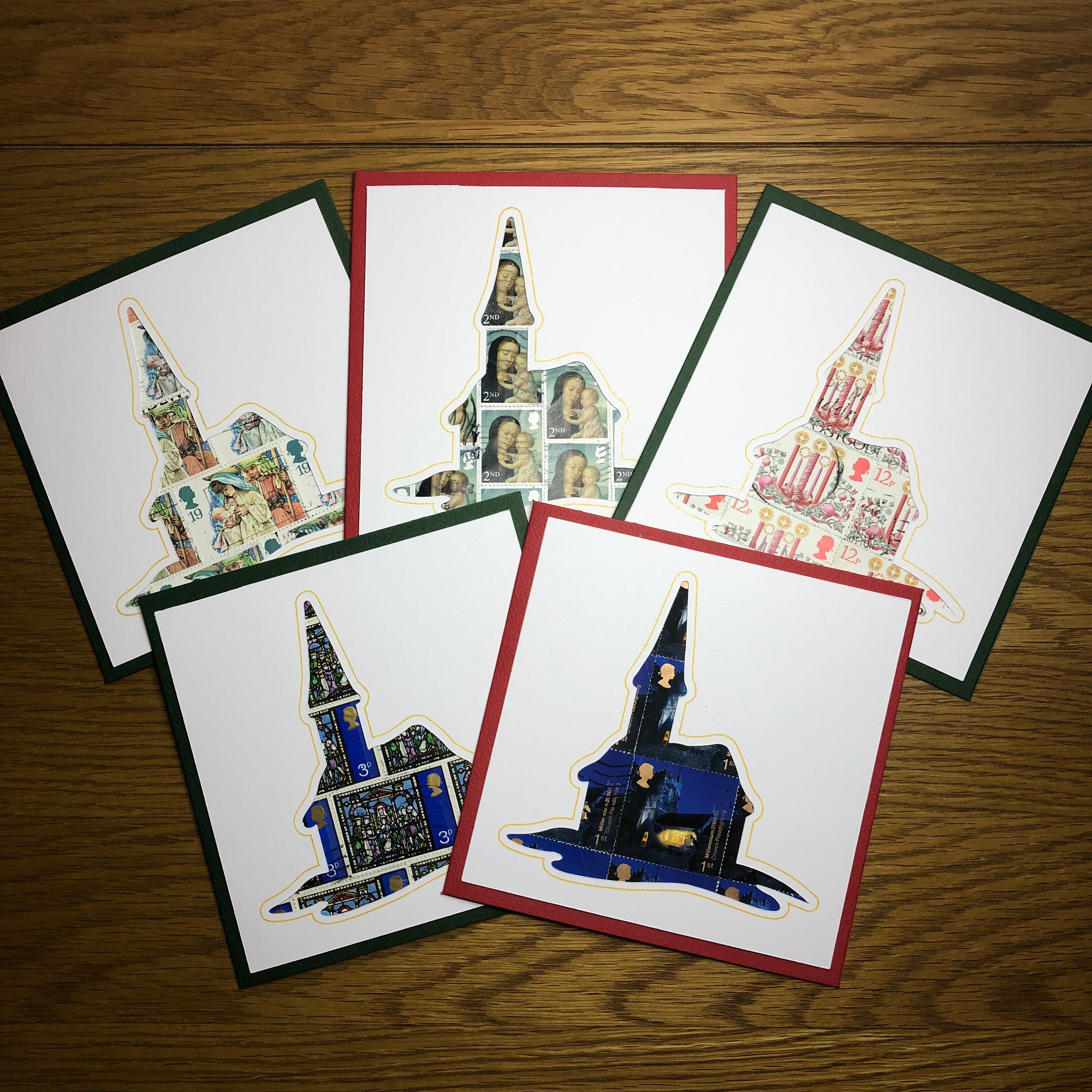 Snowy Church - Vintage Postage Stamp Christmas Cards - Handmade With ...