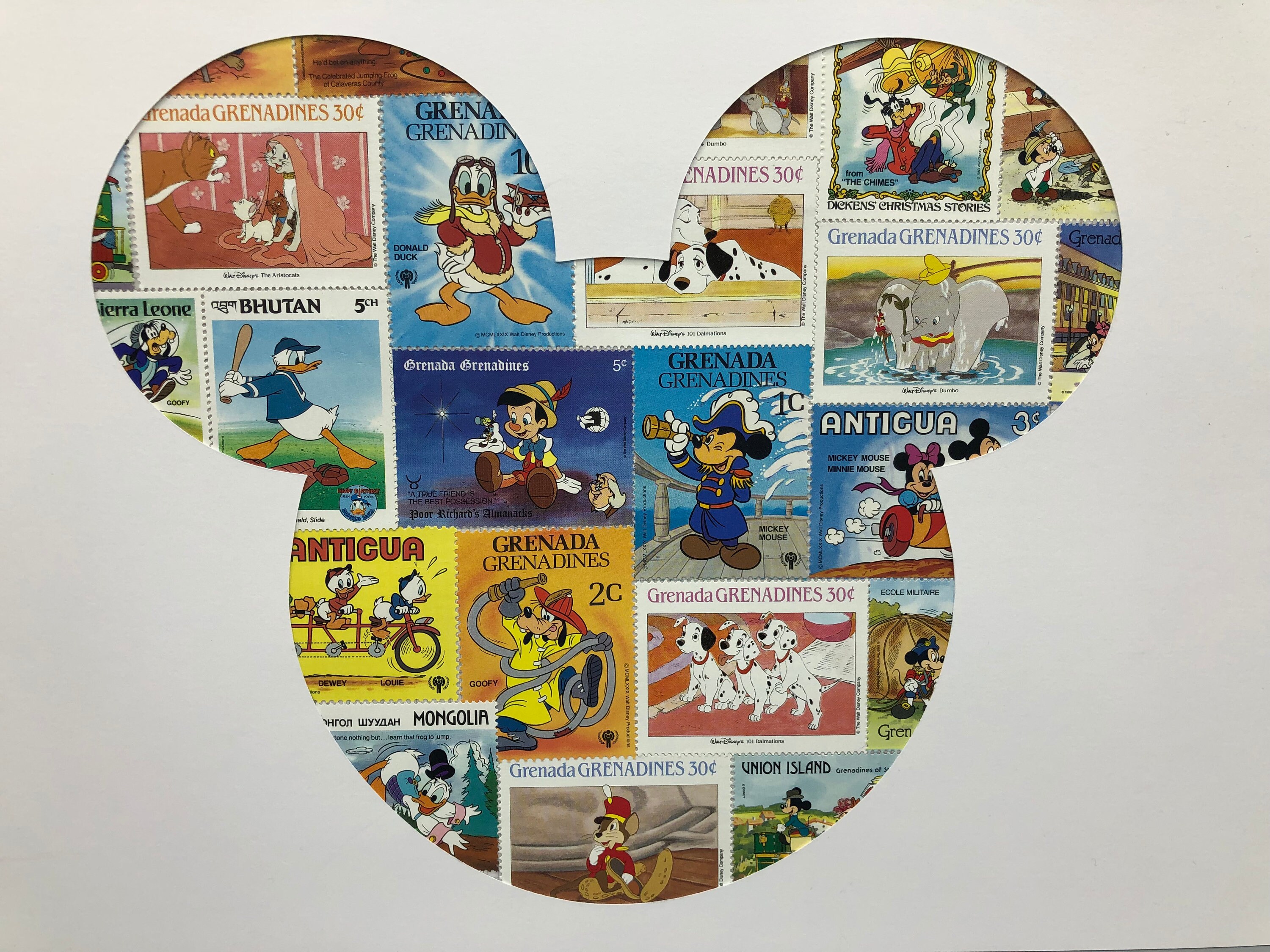 Mickey Mouse Ears Vintage Postage Stamp Art Silhouette - Etsy