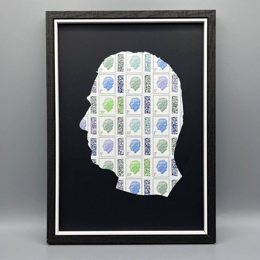 Black or White - Postage Stamp Art - King Charles III Handmade With ...