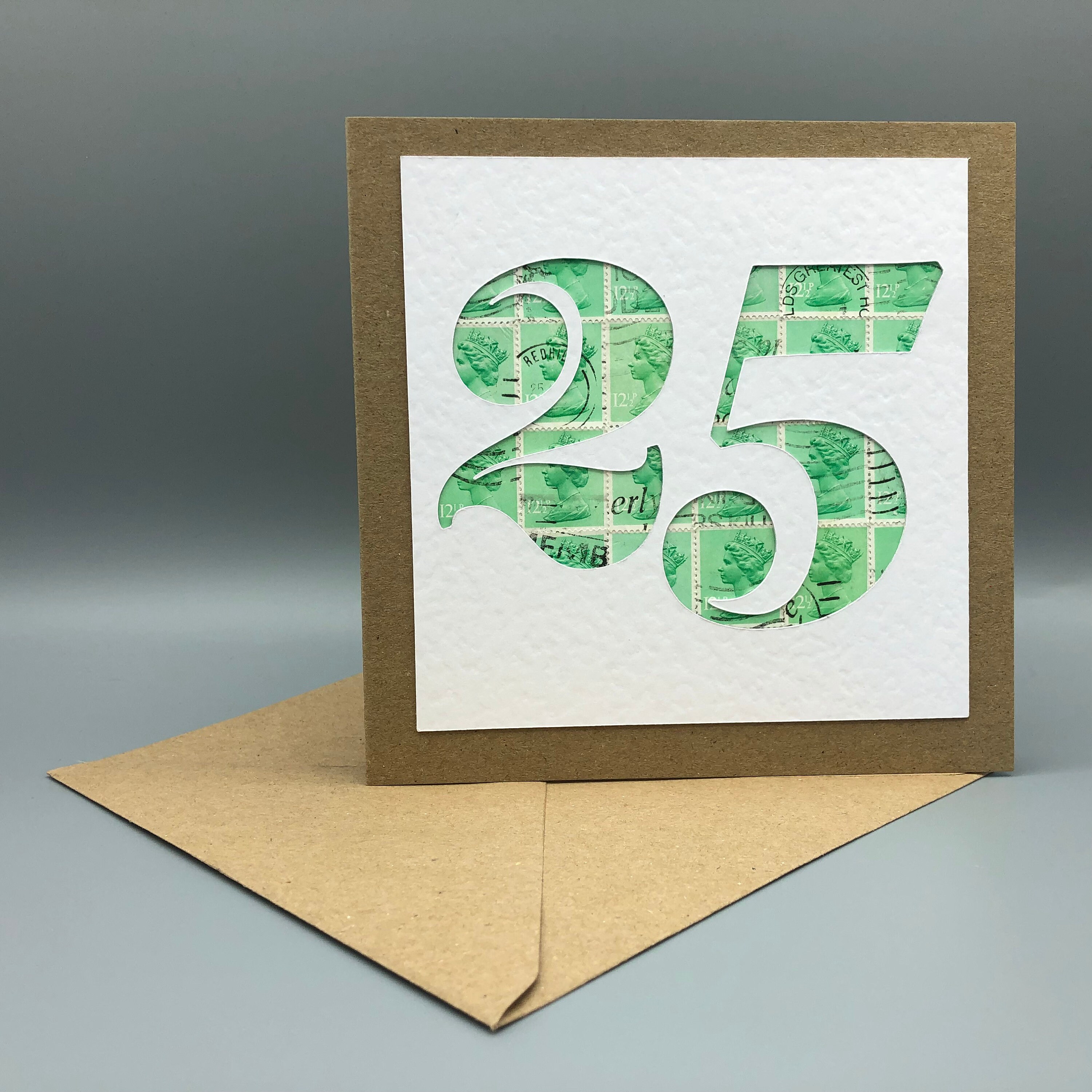 Paper Vintage Postage Stamp Twenty-fifth Card 25th Birthday Card ...