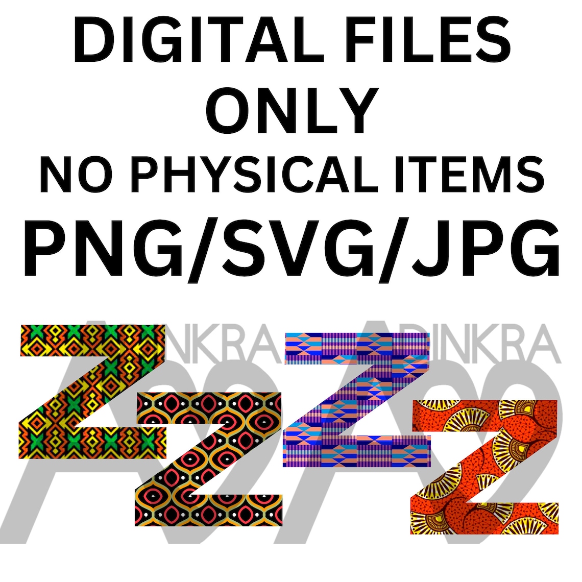 Digital Download Alphabet and Numers 62 Peice African Pattern Yellow ...