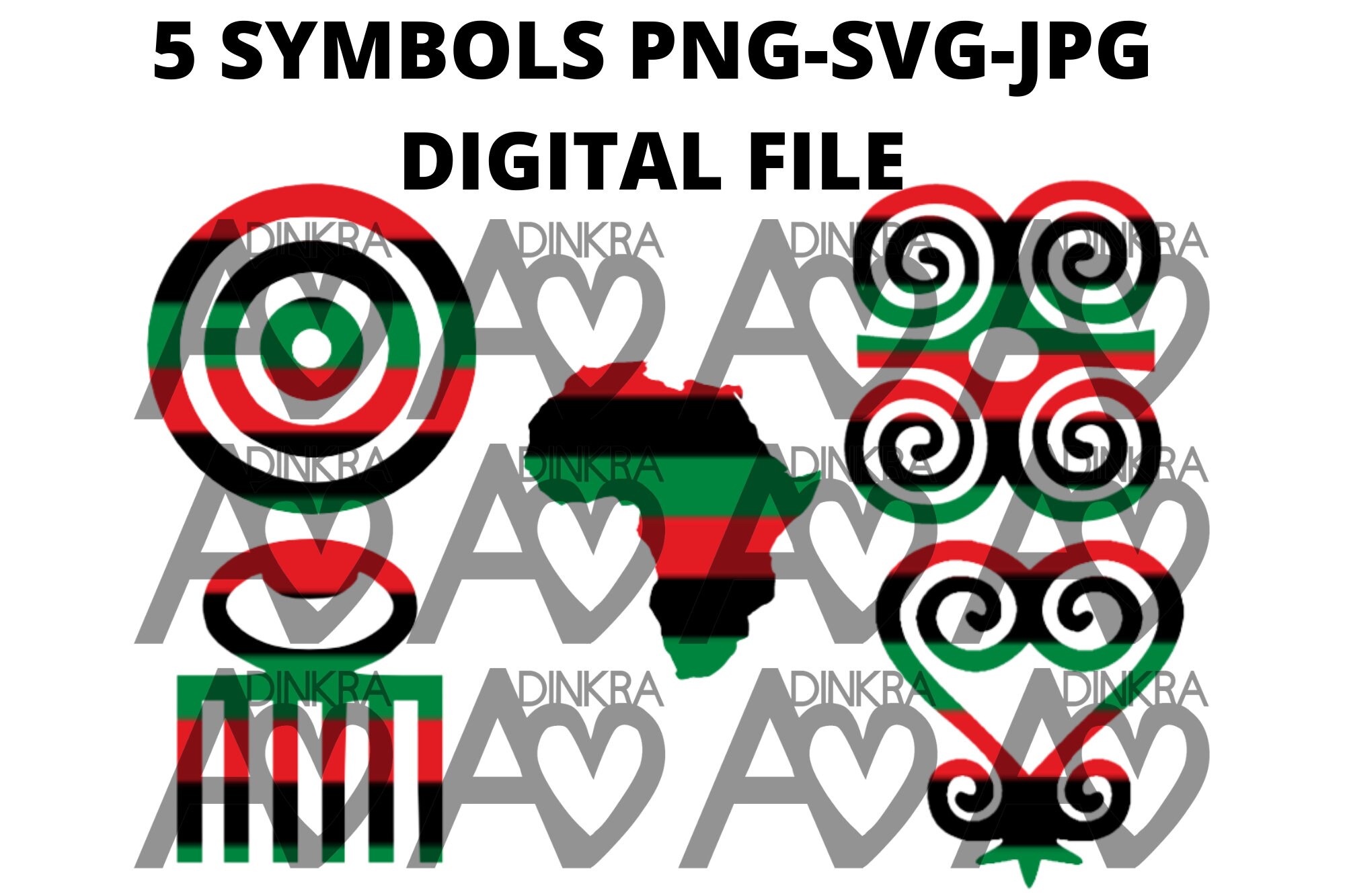 Red/ Black/ Green 5 Adinkra Symbol Digital File SVG/PNG/JPG - Etsy