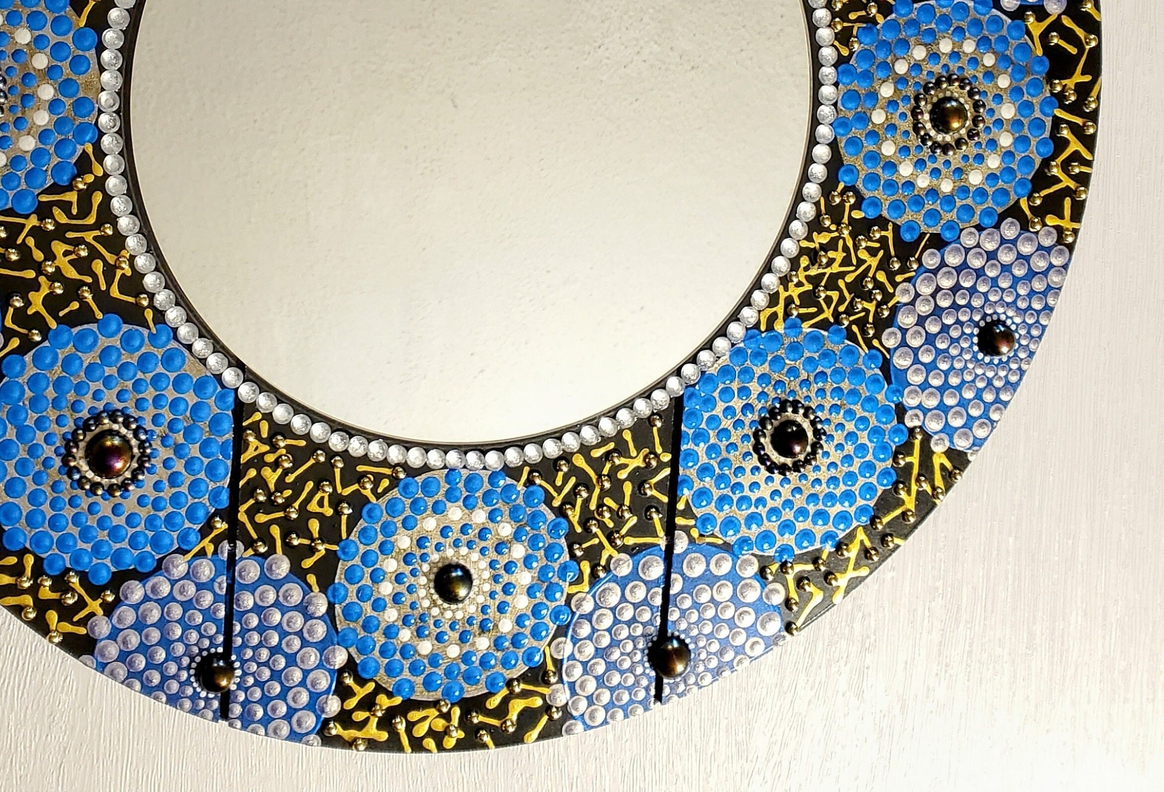 Handmade Round Mirror 16 Inch "nsubra Blue" - Etsy