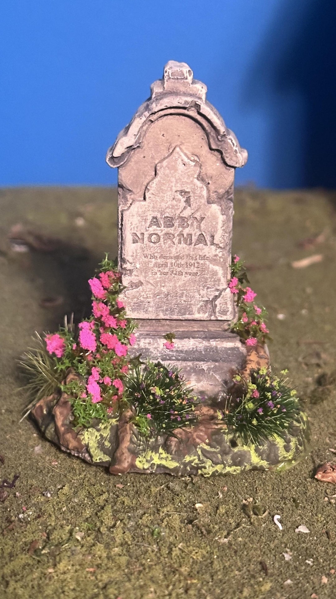 Distressed Miniature Tombstone Abby Normal With Flowers - Etsy