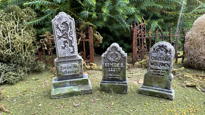 Set of 3 Distressed Miniature Tombstones , Cemetary - Etsy