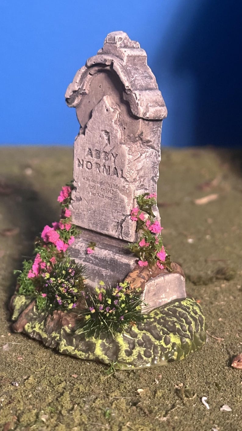 Distressed Miniature Tombstone Abby Normal With Flowers - Etsy