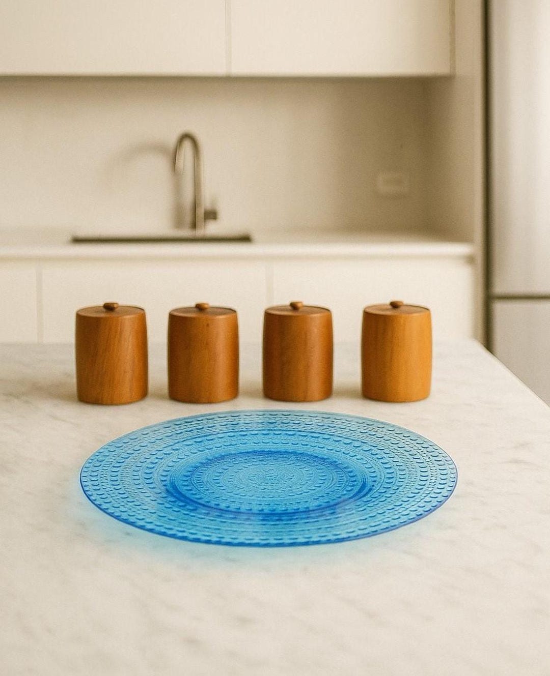 Iittala Kastehelmi Large Plate: Mid-century Azur Blue Glass Tray by ...