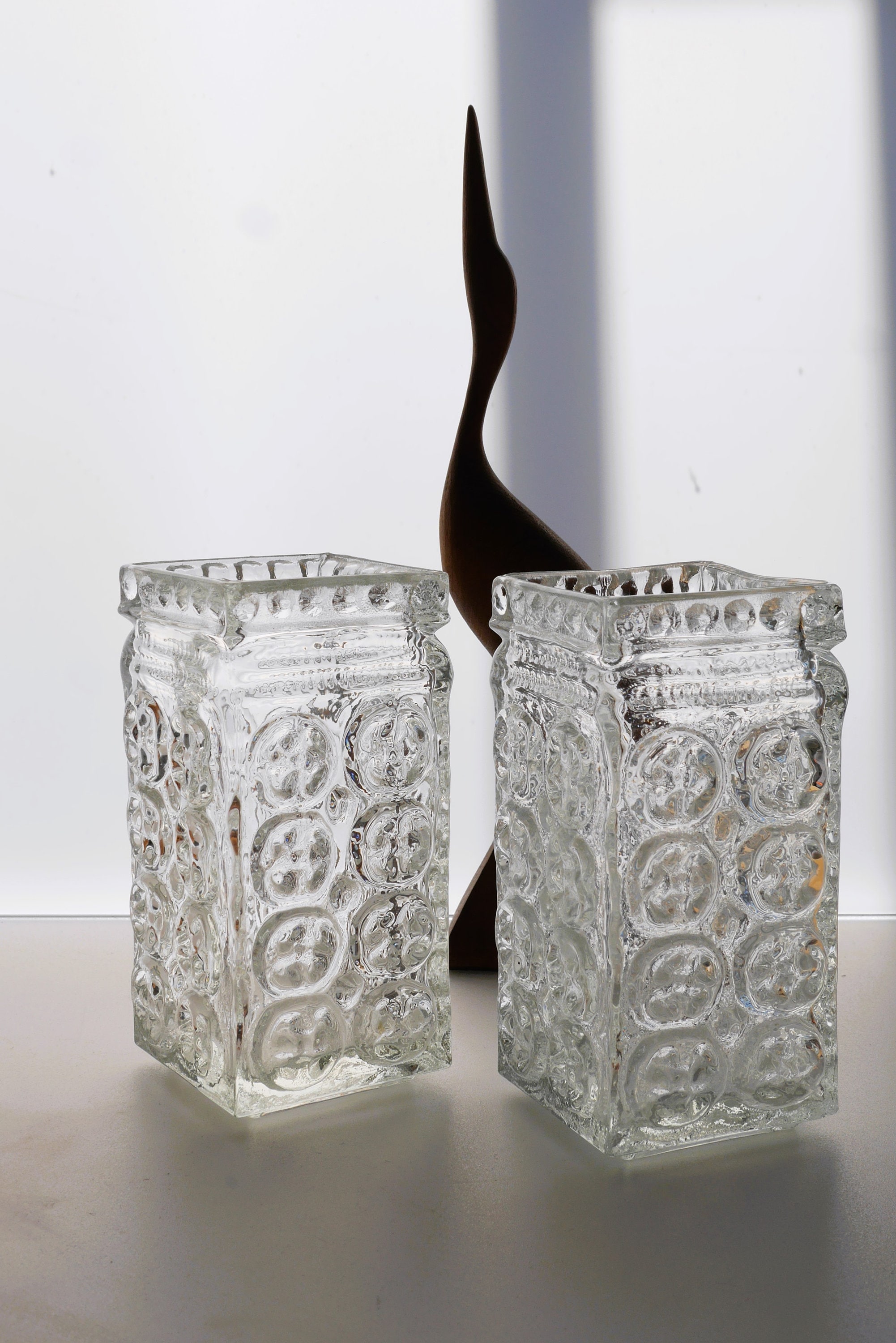 Mid-century Modern Sklo Union Glass Vases, a Pair of Rare Vintage Vases ...