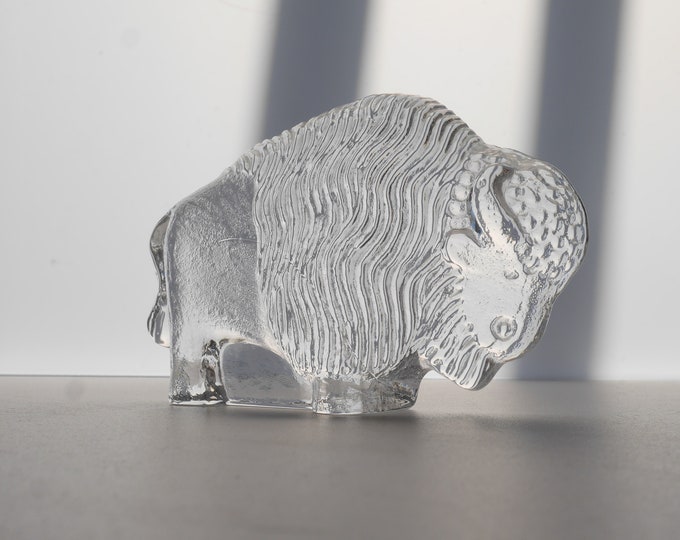 XL Lisa Larson Glass Bison Buffalo Swedish Glass 1970s Flat Back ...