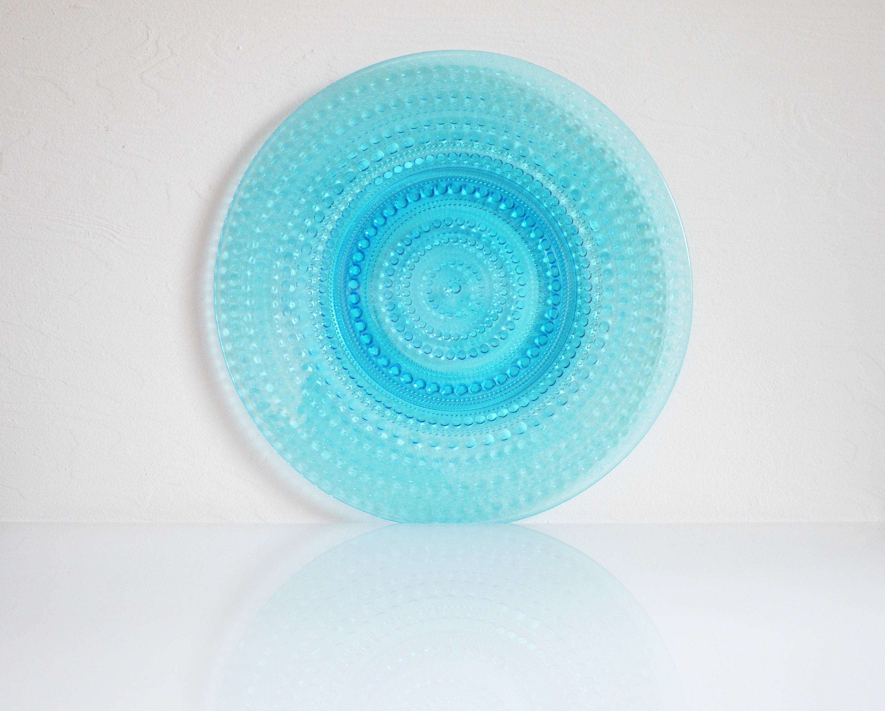 Iittala Kastehelmi Large Plate: Mid-century Azur Blue Glass Tray by ...