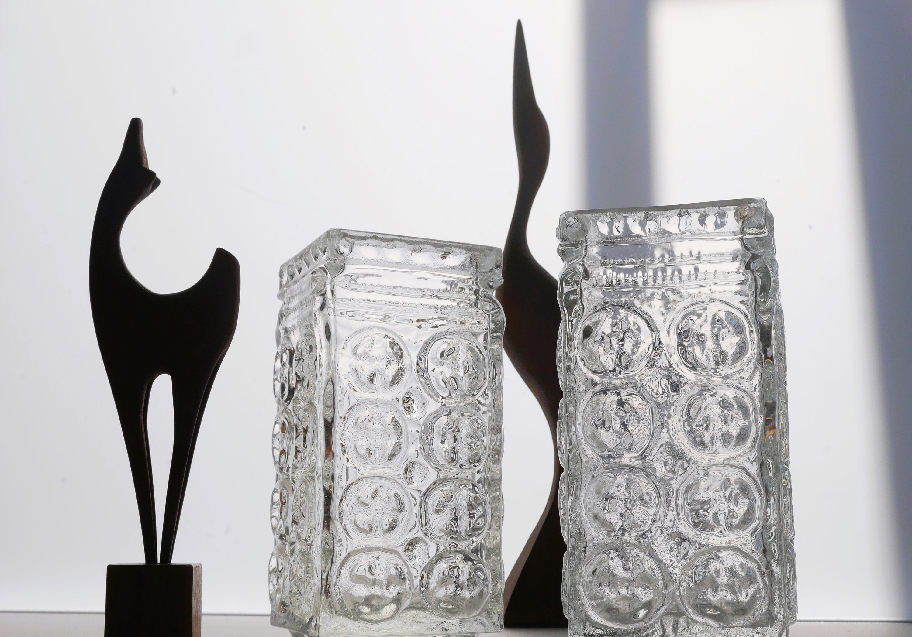 Mid-century Modern Sklo Union Glass Vases, a Pair of Rare Vintage Vases ...