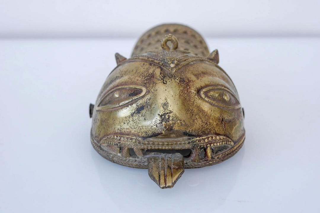 Buy Antique Indian Brass Dandpatta: Pierced Beast Face, Ethnic Metal ...