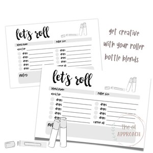 Printable Essential Oil Recipe Cards for Roller Bottles, Diffuser ...