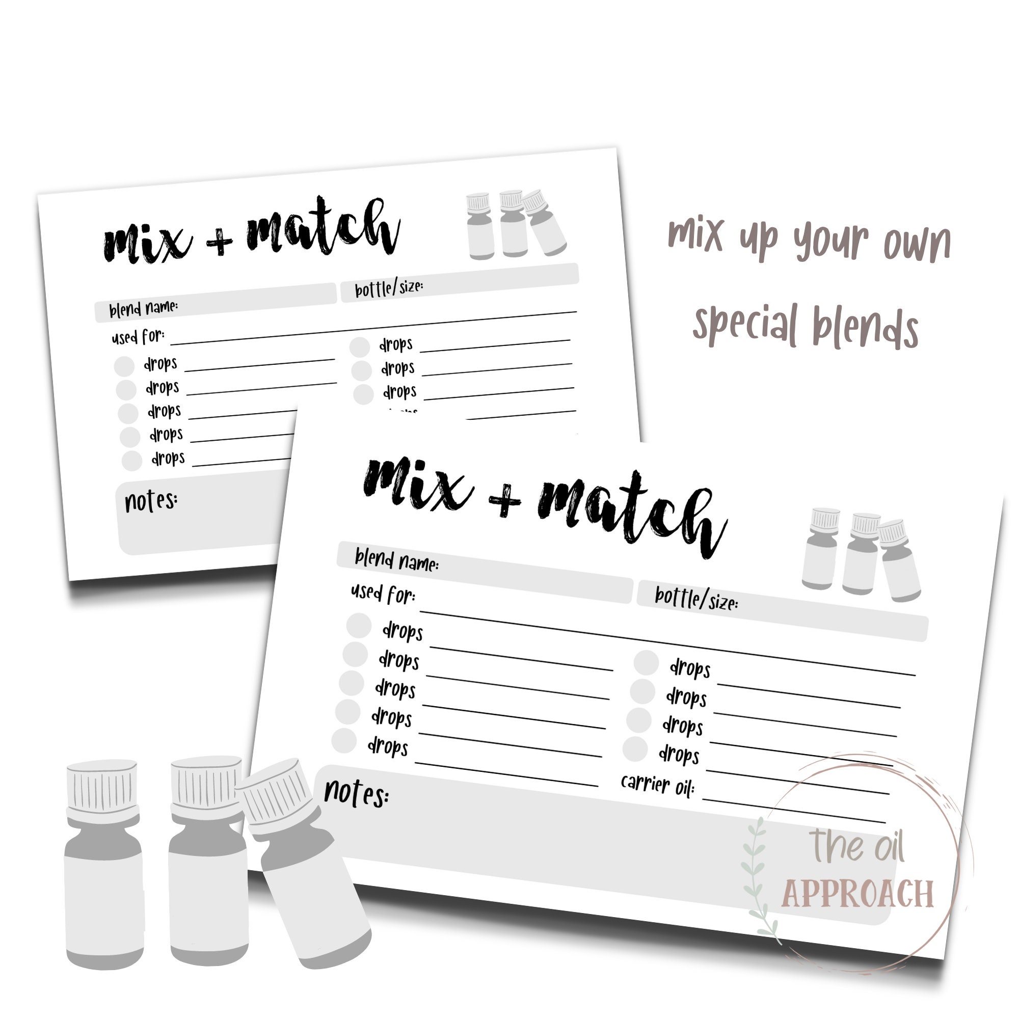Printable Essential Oil Recipe Cards for Roller Bottles, Diffuser ...