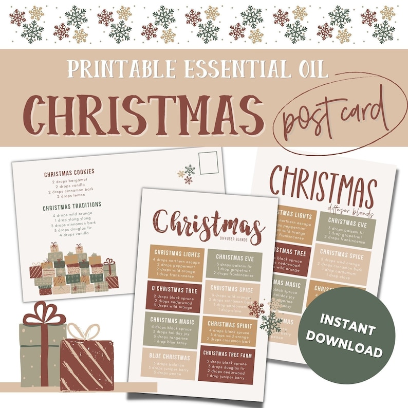 Christmas Diffuser Blends Printable Post Card | Doterra Essential Oils ...