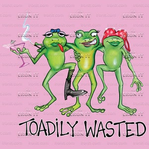 Toadily Wasted II DTF Heat Transfer, Frog Iron-on Transfer, Direct-to ...