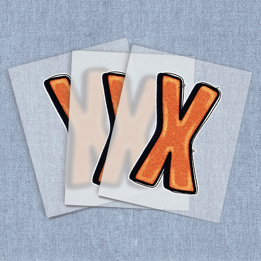 X Orange Glitter, DTF Heat Transfer, X Orange Iron-on Transfer, Direct ...