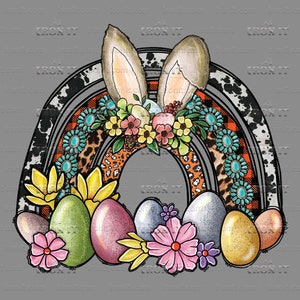 Easter Rainbow DTF Heat Transfer, Easter Eggs Iron-on Transfer, Direct ...
