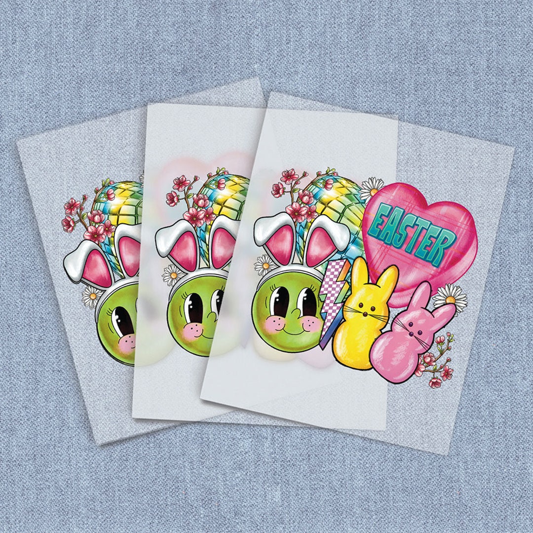 Easter Smiley Face Direct-to-film Transfer, Peeps and Eggs DTF Heat ...