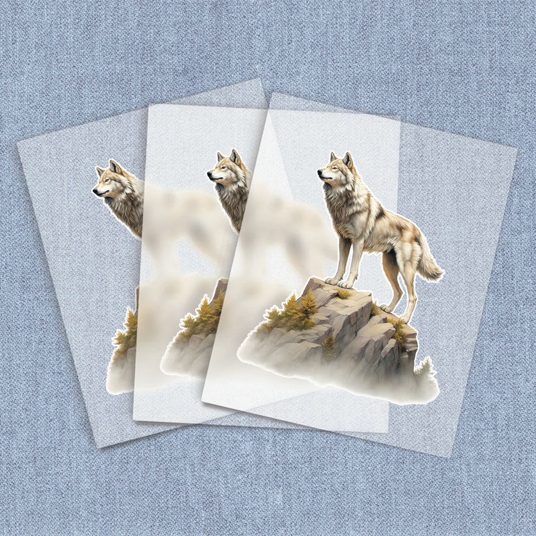 Wolf on A Rock 3 Direct-to-film Transfers, Wildlife DTF Heat Transfer ...