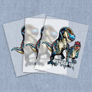 Kids DTF Heat Transfer, T-rex Blue & Red Direct-to-film Iron-on ...