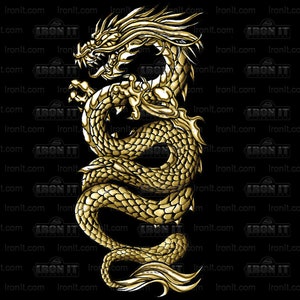 Gold Dragon Iron-on Heat Transfer, Fantasy DTF Transfers, Home Iron ...