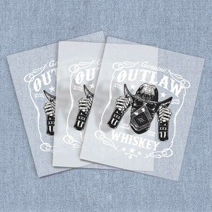 Outlaw Whiskey Iron-on Heat Transfer, Alcohol DTF Transfers, Home Iron ...