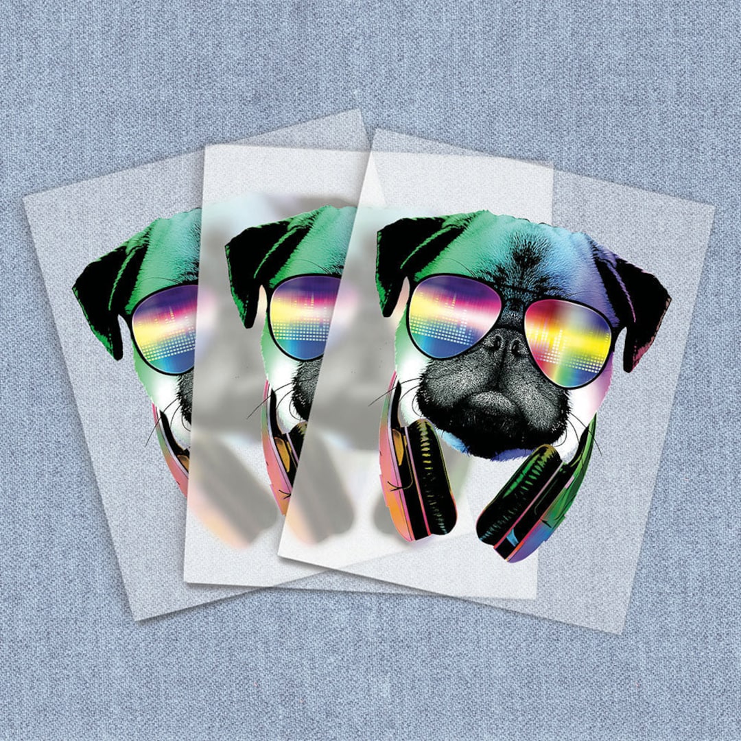 DJ Pug DTF Heat Transfer, Neon Animal Iron-on Transfer, Direct-to-film ...