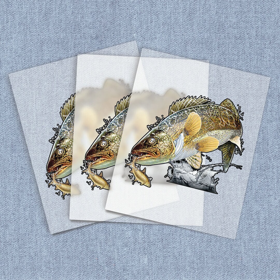 Jumping Walleye Iron-on Heat Transfer, Fishing DTF Transfers, Fish Home ...