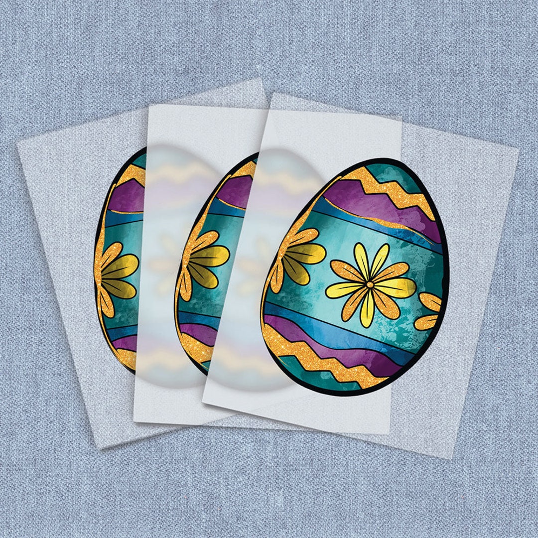 Easter Egg Iron-on Heat Transfer, Yellow and Gold Flower DTF Transfers ...
