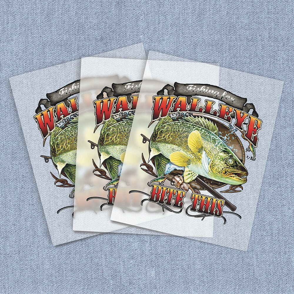 Fishing DTF Heat Transfer, Walleye - Bite This Direct-to-film Iron-on ...