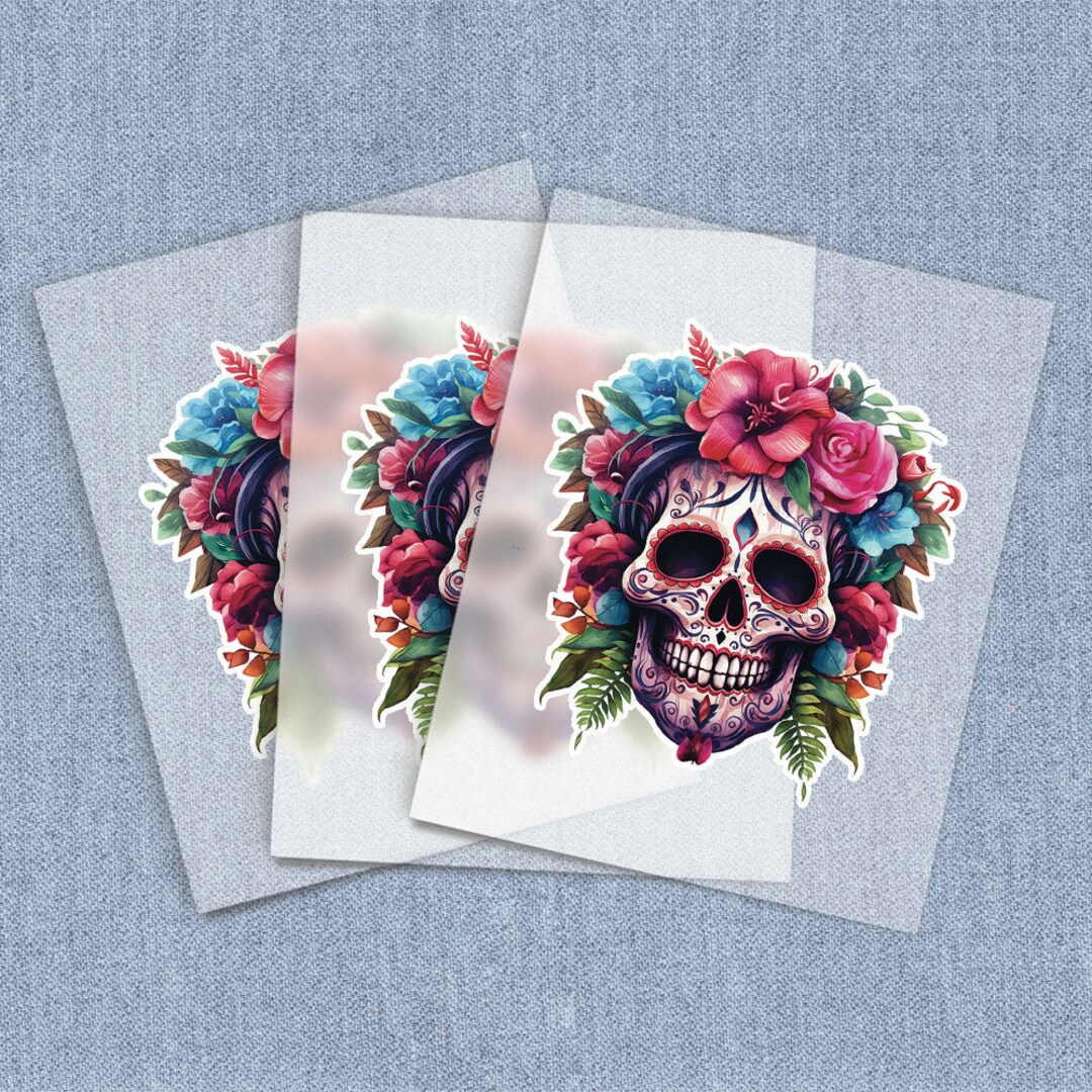 Hawaiian Skull DTF Heat Transfer, Day of the Dead Floral Iron-on ...