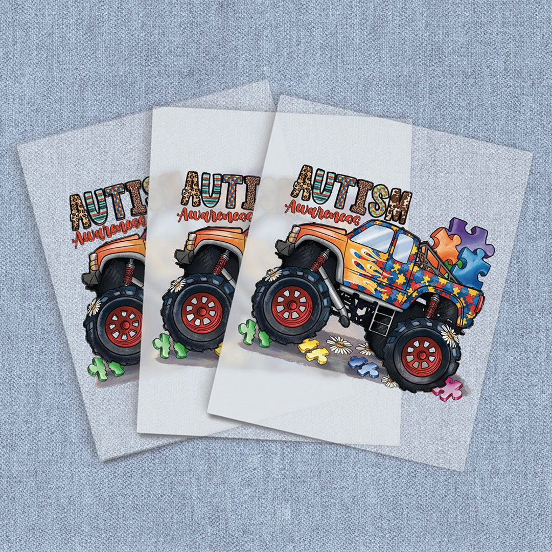 Autism Awareness Monster Truck, DTF Heat Transfer, Iron-on Transfer ...