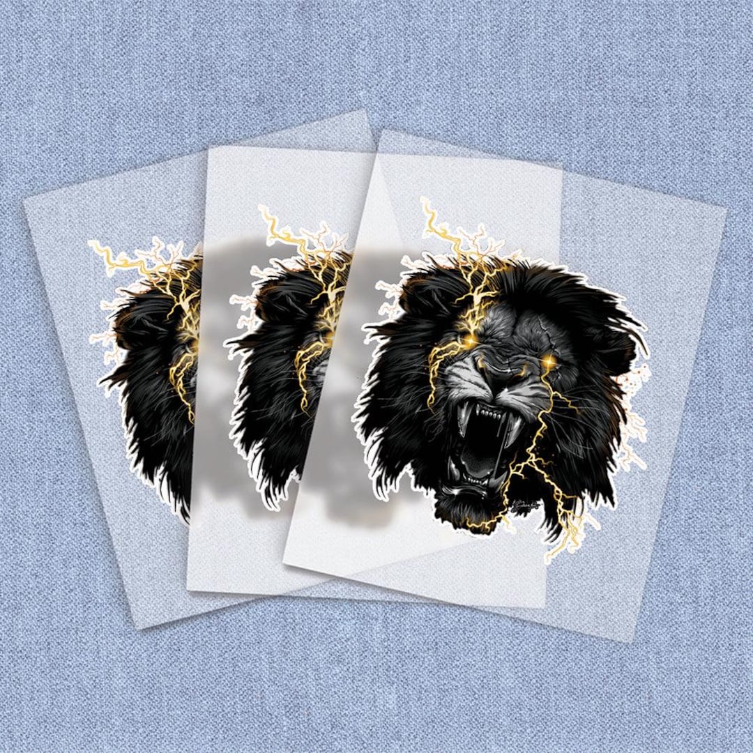 Lightning Lion, DTF Heat Transfer, Iron-on Transfer, Direct-to-film ...