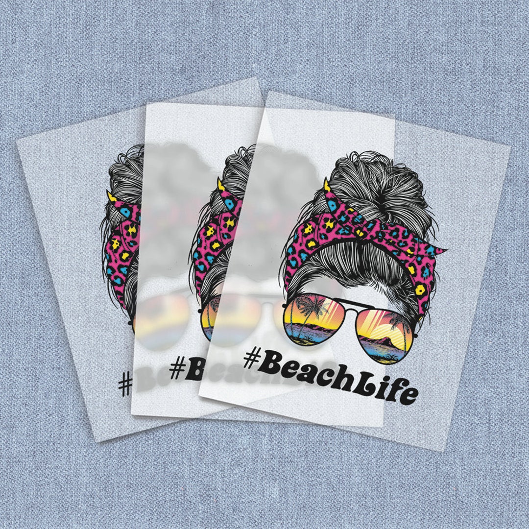 Mom Life Bun DTF Heat Transfer, Beach Life Bun Direct-to-film Iron-on ...