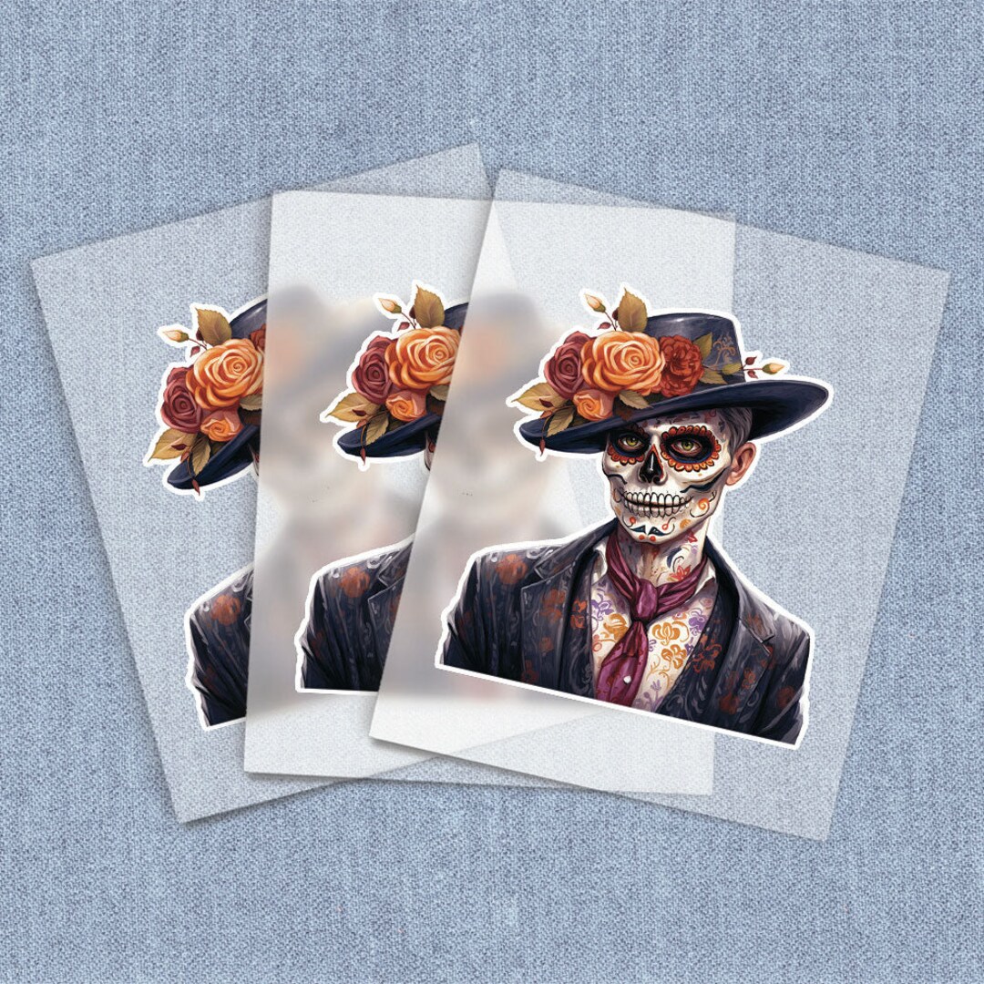 Painted Man Iron-on Heat Transfer, Dia De Los Muertos DTF Transfers ...