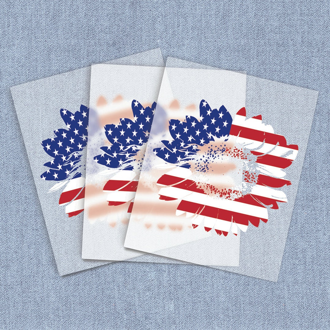 American Pride DTF Heat Transfer, Flag Sunflower Direct-to-film Iron-on ...