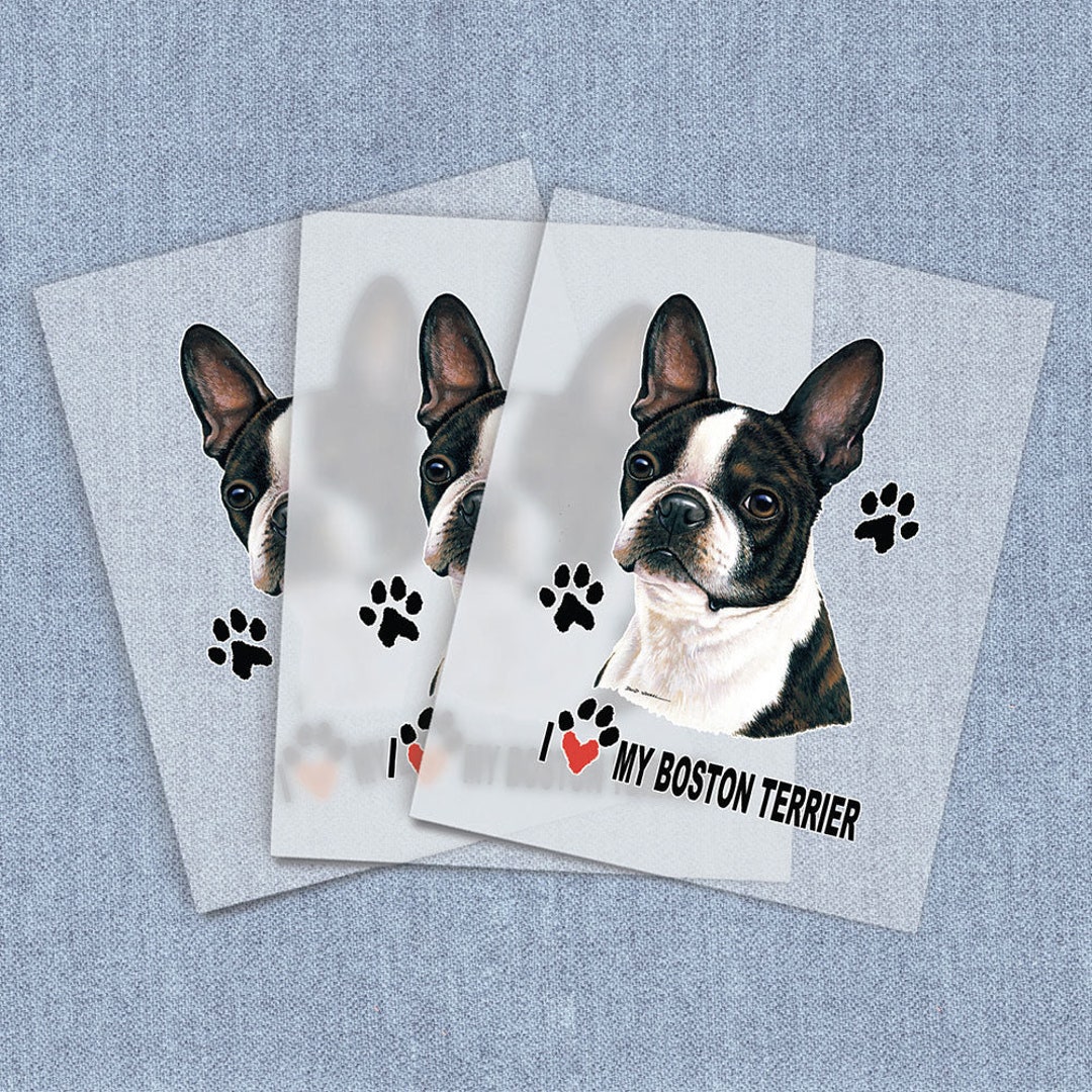Boston Terrier Iron-on Heat Transfer, Animal DTF Transfers, Home Iron ...