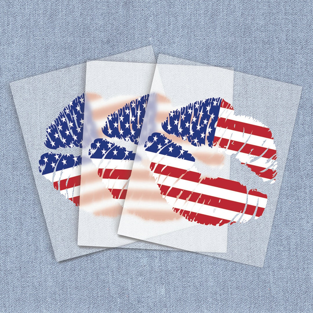 American Pride DTF Heat Transfer, Flag Lips Direct-to-film Iron-on ...