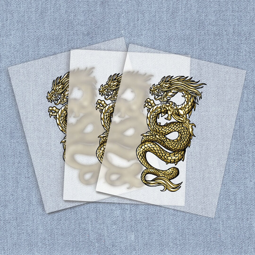 Gold Dragon Iron-on Heat Transfer, Fantasy DTF Transfers, Home Iron ...