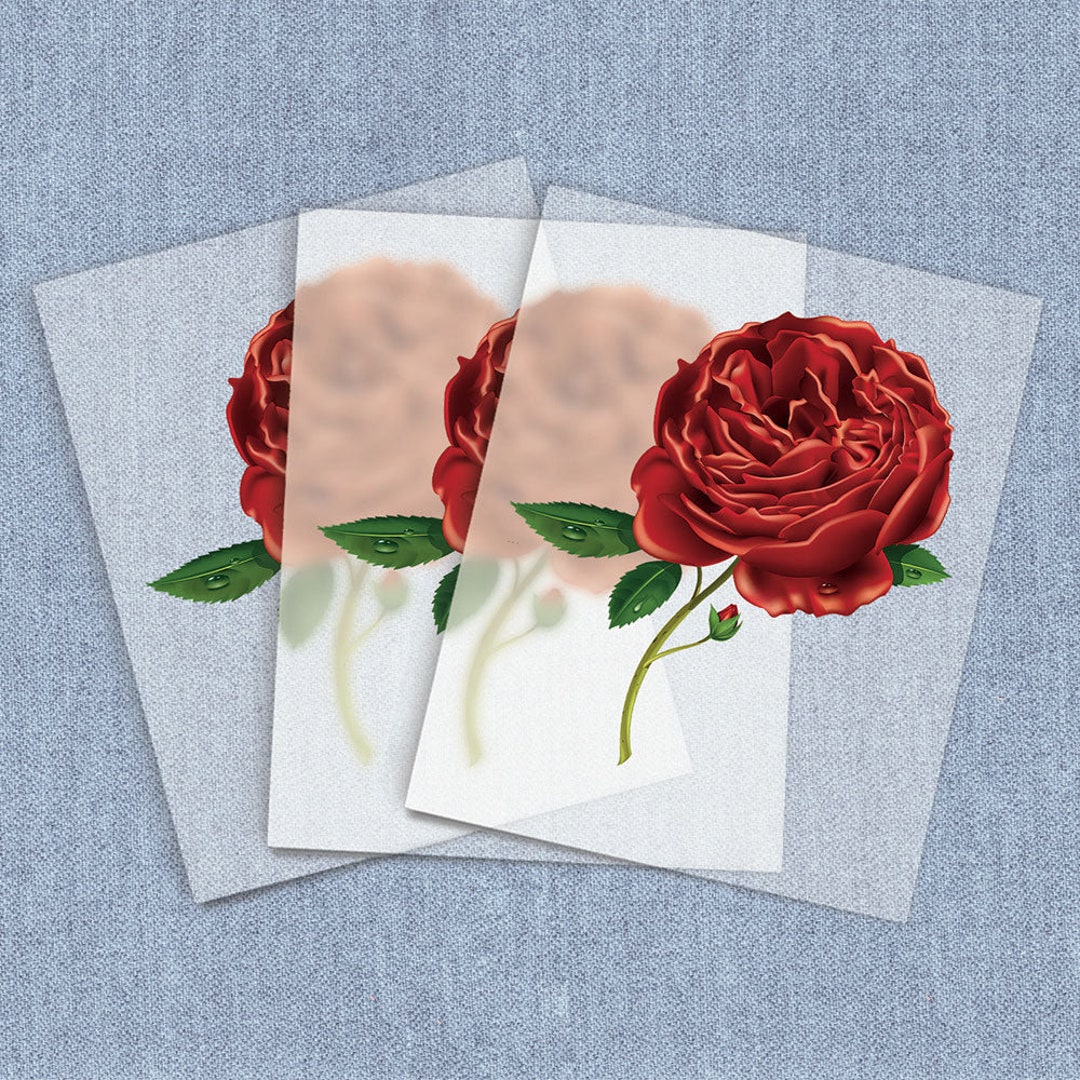Red Rose Iron-on Heat Transfer, Floral DTF Transfers, Home Iron Flower ...