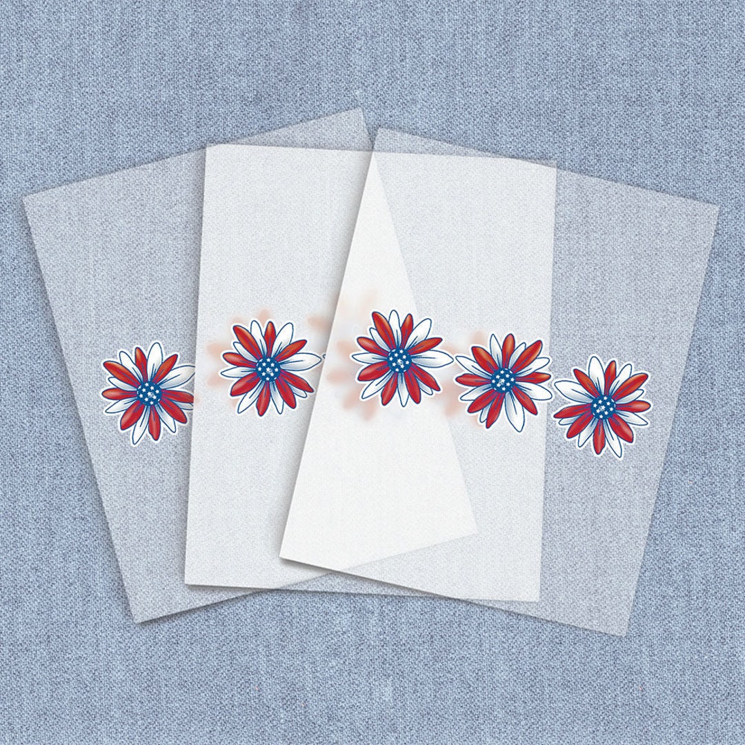 Red, White & Blue Flowers Iron-on Heat Transfer, Floral DTF Transfers ...