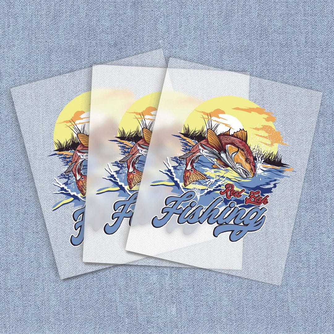 Red Fish Fishing, DTF Heat Transfer, Iron-on Transfer, Direct-to-film ...