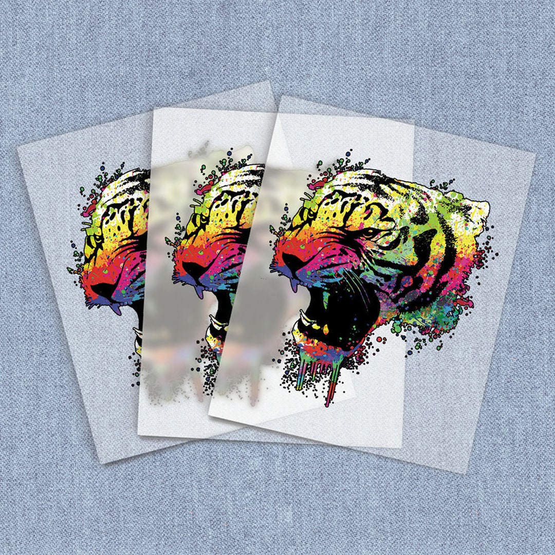 Technicolor Tiger DTF Heat Transfer, Animal Iron-on Transfer, Direct-to ...