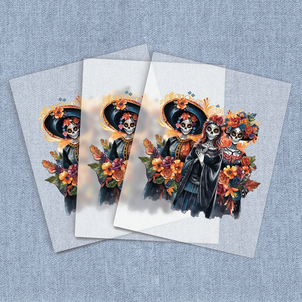 Day of the Dead Family Iron-on Heat Transfer, Dia De Muertos DTF ...