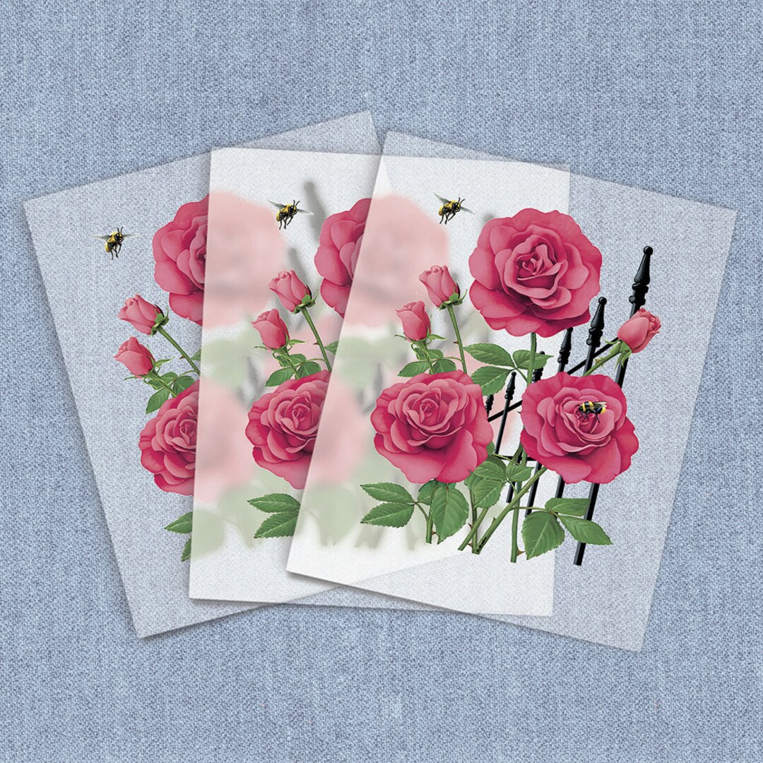Country Floral Direct-to-film Heat Transfers, Roses & Bees DTF Iron-on ...