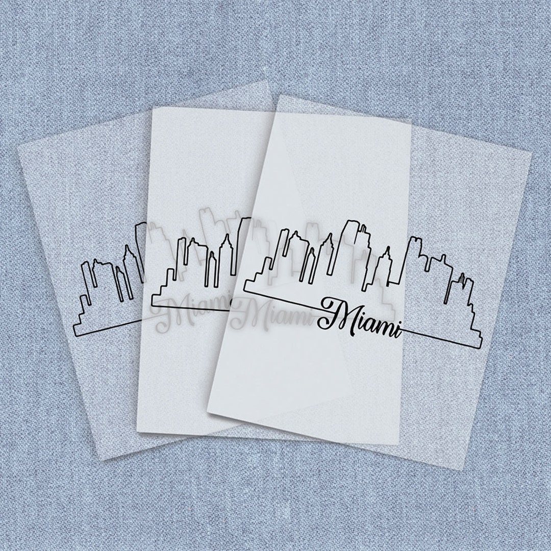Miami Outlines, DTF Heat Transfer, Miami Iron-on Transfer, Direct-to ...