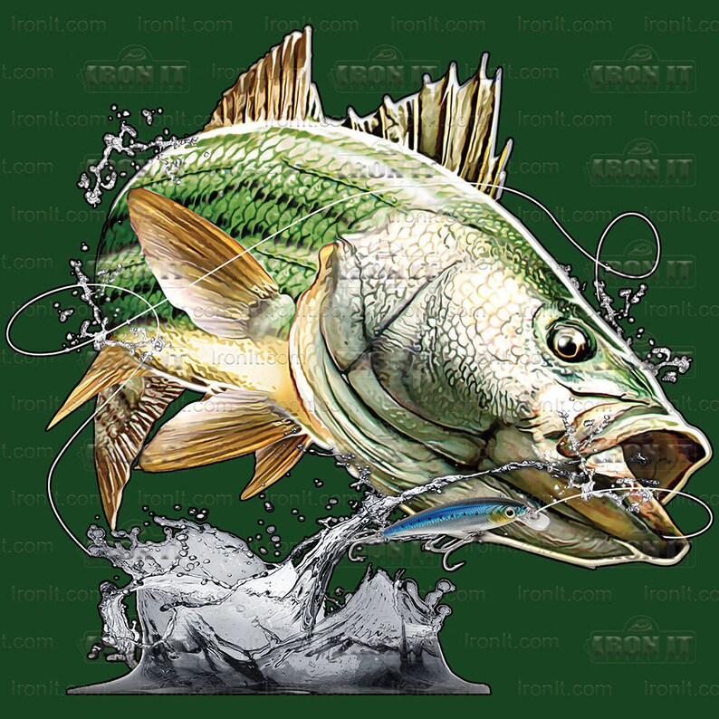 Jumping Striped Bass Direct-to-film Transfers, Fishing DTF Heat ...