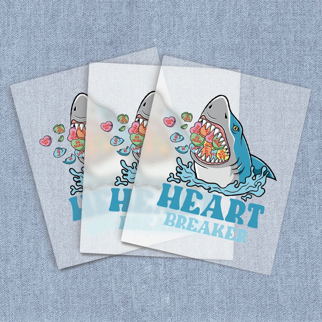 Heart Breaker Shark Iron-on Heat Transfer, Valentines Candy DTF ...